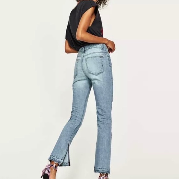 Zara | Jeans | Zara High Rise Distressed Denim With Side Slits | Poshmark